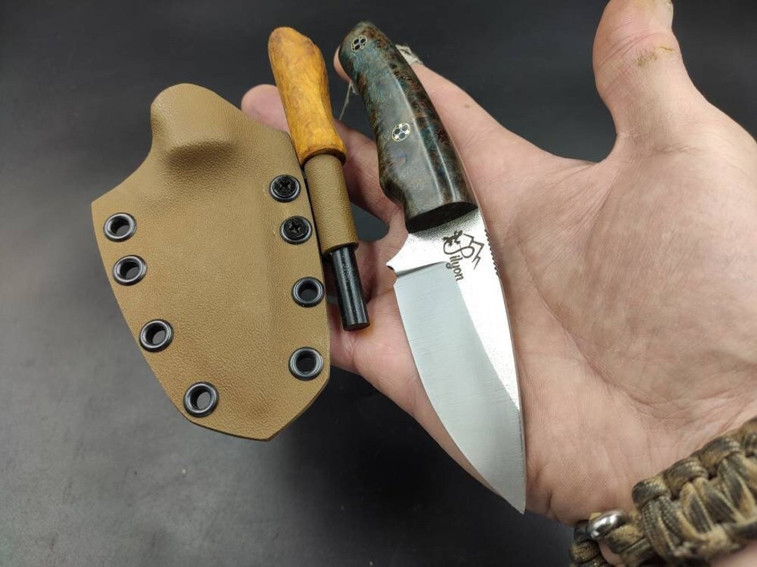EDC Survival Knife With Kydex Holster & Fire Starter N690 - Etsy