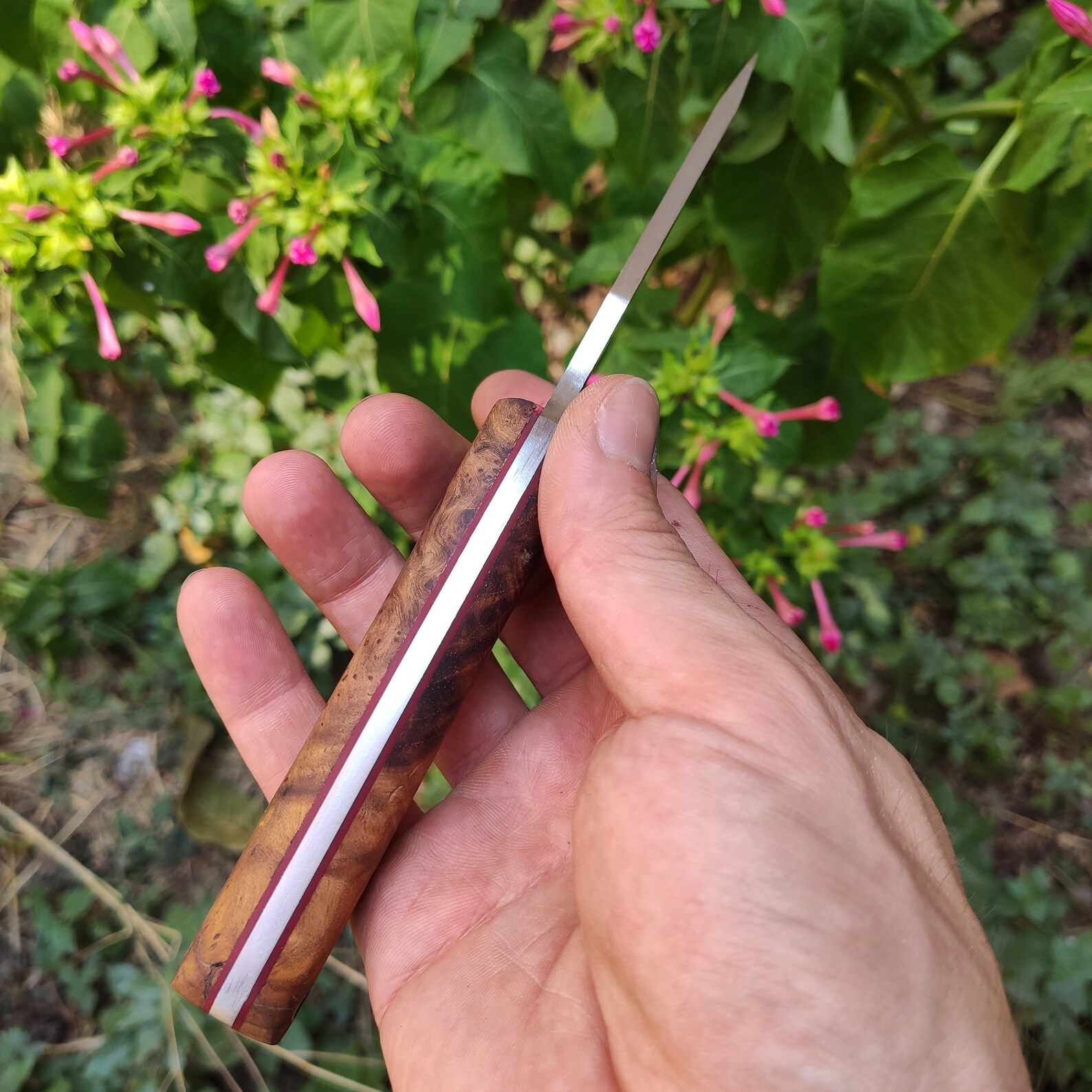 Custom EDC Tanto Knife With Horizontal Carry Belt Sheath, Stainless ...
