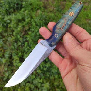 Wharncliffe EDC Fixed Blade Custom Knife With Leather Sheath ...