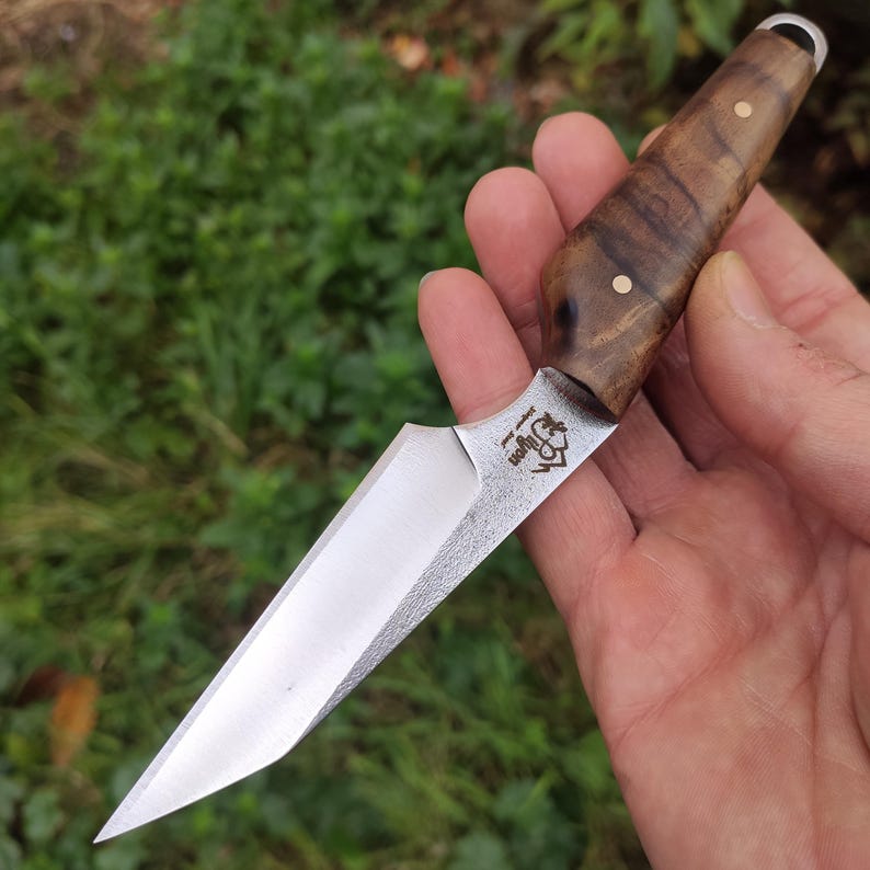 Wharncliffe EDC Fixed Blade Knife With Leather Sheath, Sleipner Steel ...