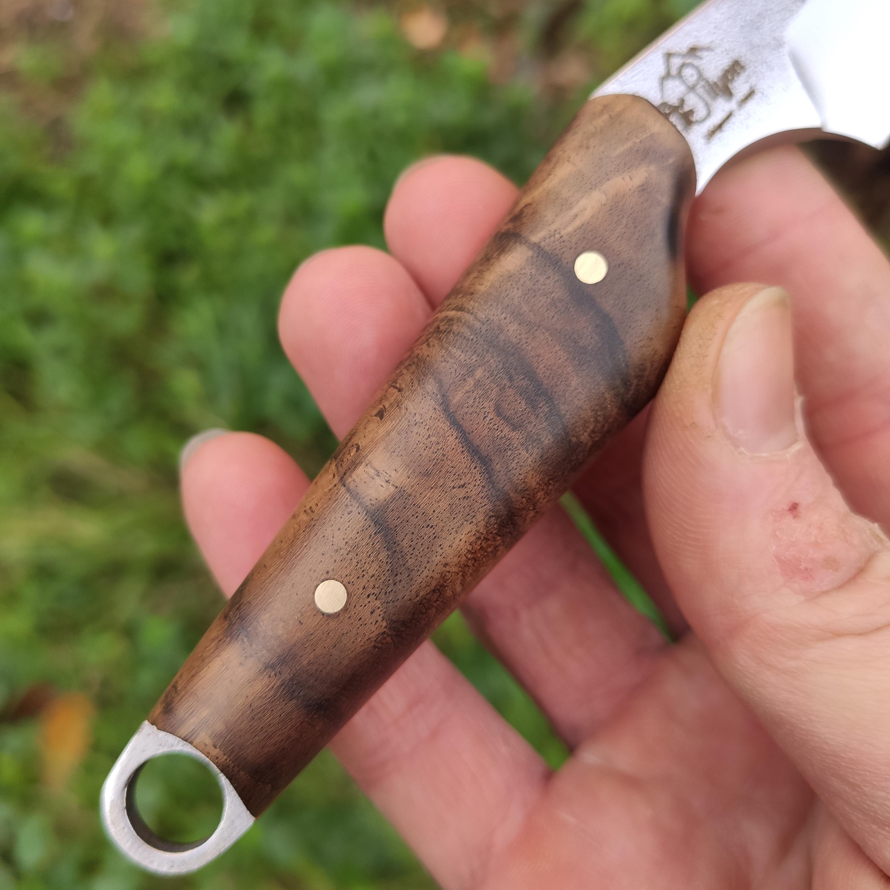 Wharncliffe EDC Fixed Blade Knife With Leather Sheath, Sleipner Steel ...