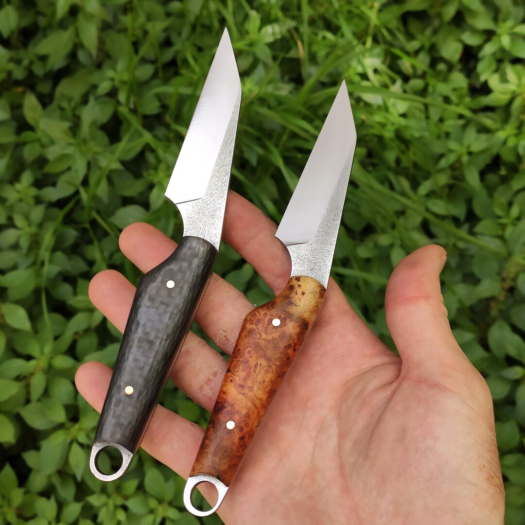 EDC Fixed Blade Custom Wharncliffe Knife With Leather Sheath, Sleipner ...