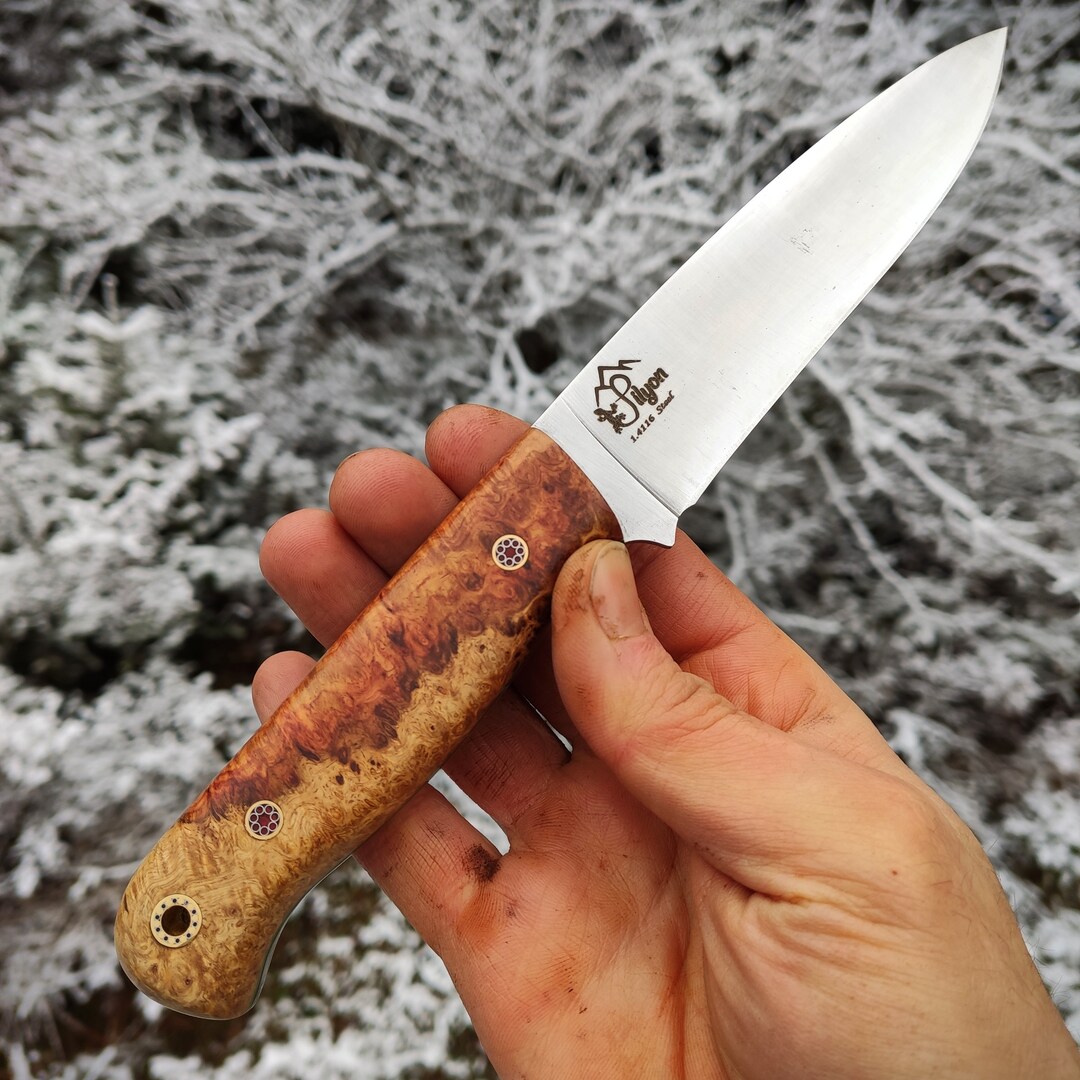 Stainless Fixed Blade EDC Camping Knife, Full Flat Custom Hunting Knife ...