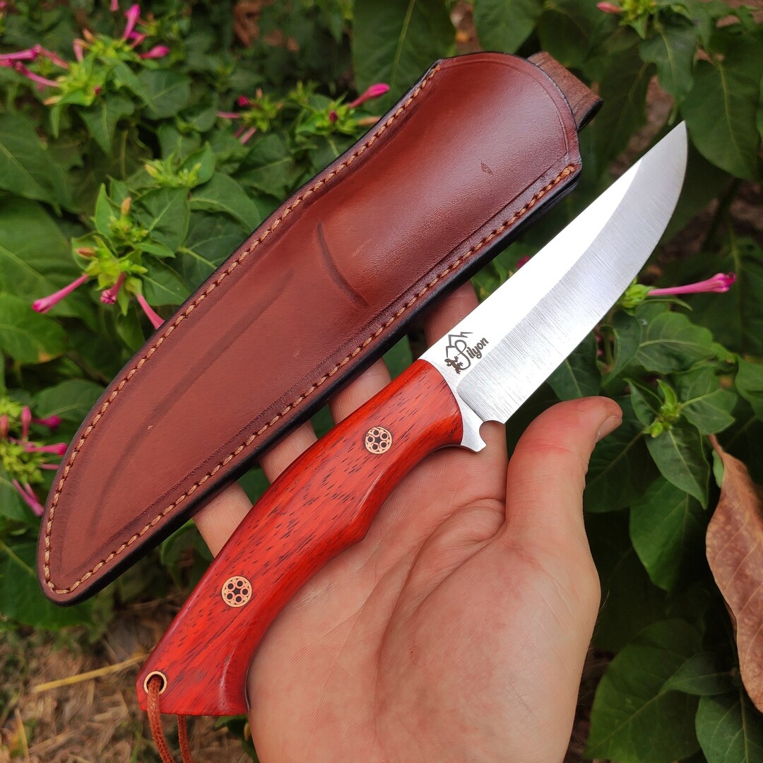 Stainless Fixed Blade Custom Knife, Padauk Wood Handle, Handmade ...