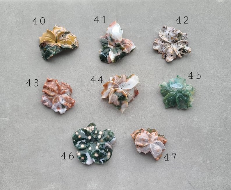 Carved Old Stock Ocean Jasper Flower: Green & Pink Orbicular Crystal - Etsy