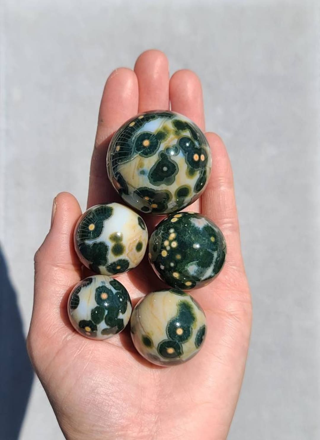 Old Stock Ocean Jasper Sphere, Orbicular Ocean Jasper, Yellow Ocean ...
