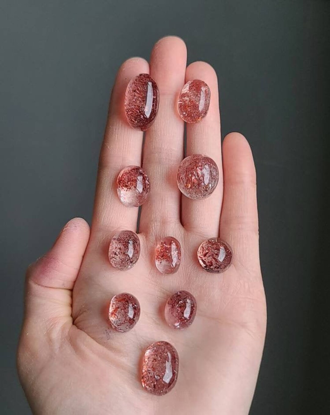 Lepidocrocite Quartz Pocket Stone, Mini Red Phantom Quartz, Red ...