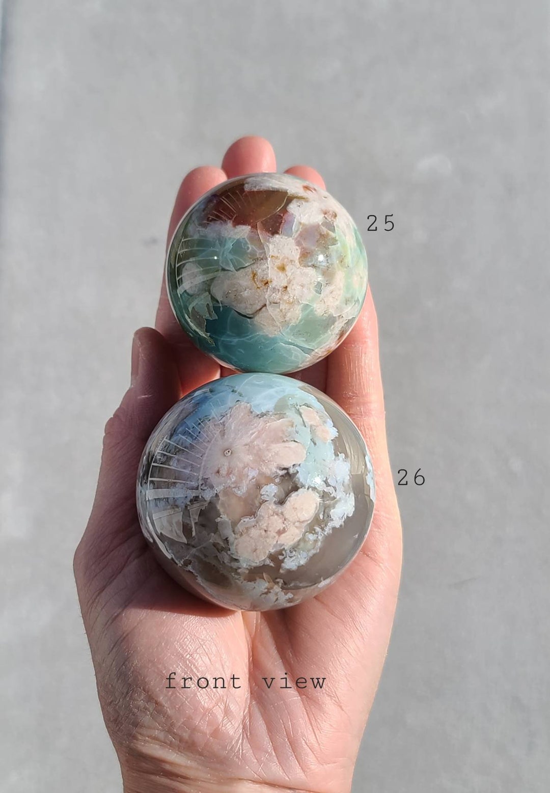 Green Flower Agate Sphere, Pink Cherry Blossom Agate Sphere, Self Love ...