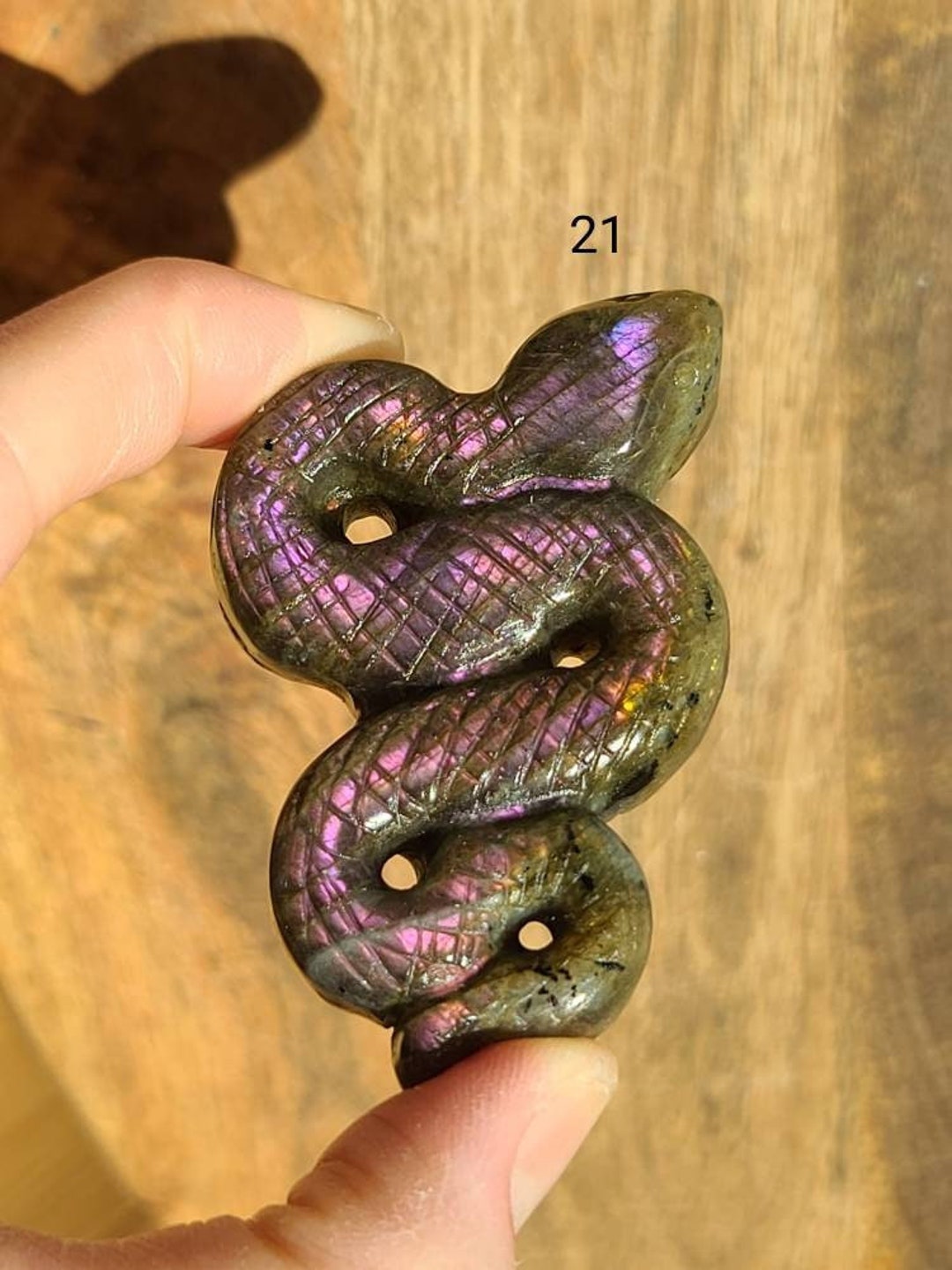 Purple Labradorite Snake, Carved Pink Labradorite Snake, Protective ...