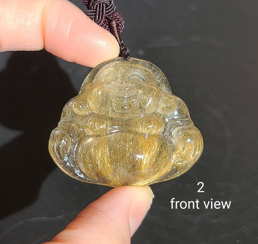 Golden Rutile Quartz Buddha Pendant, High Grade Golden Rutilated Quartz ...