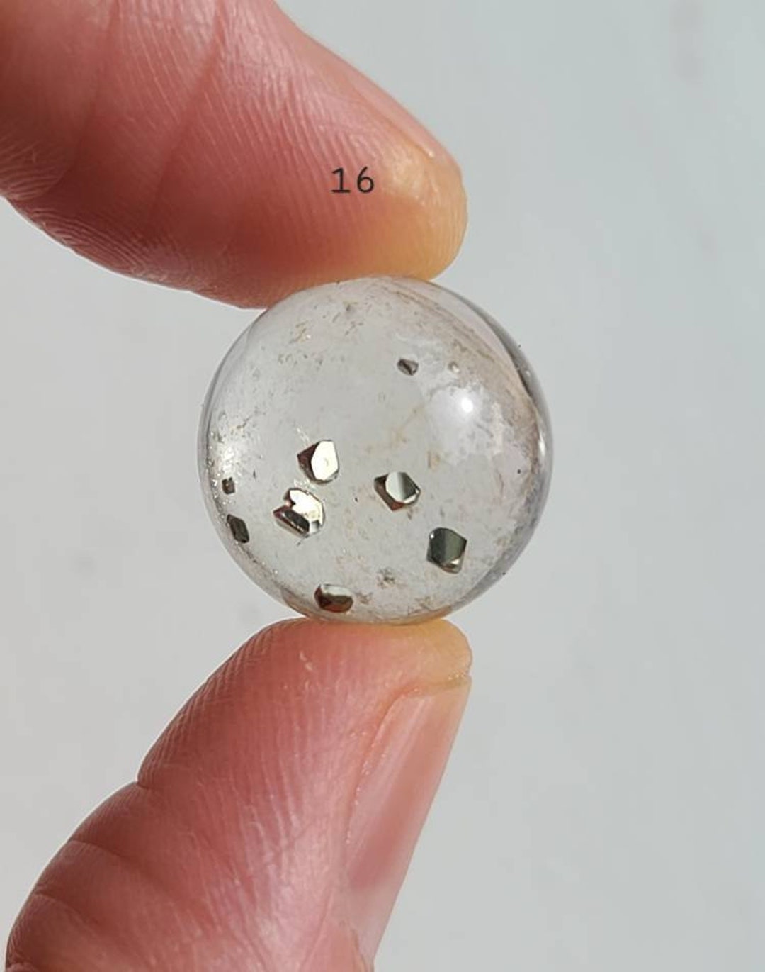 Mini Pyrite Quartz Sphere, Pyrite in Clear Quartz, Wealth Crystal ...