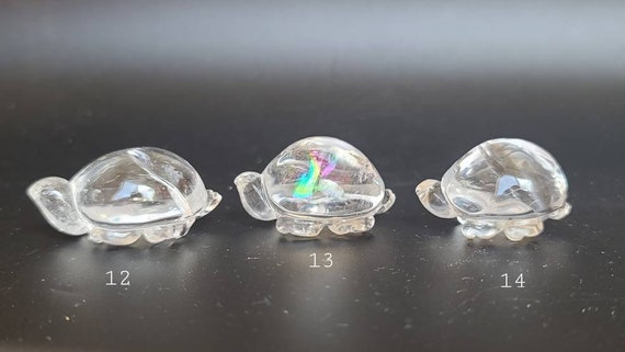 Rainbow Clear Quartz Turtle Carved Crystal Quartz Calming - Etsy