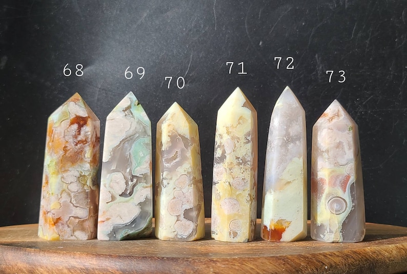 Flower Agate Tower: Green & Pink Cherry Blossom Crystal - Etsy