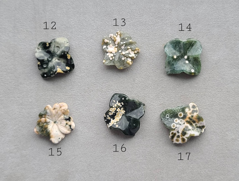 Carved Old Stock Ocean Jasper Flower: Green & Pink Orbicular Crystal - Etsy