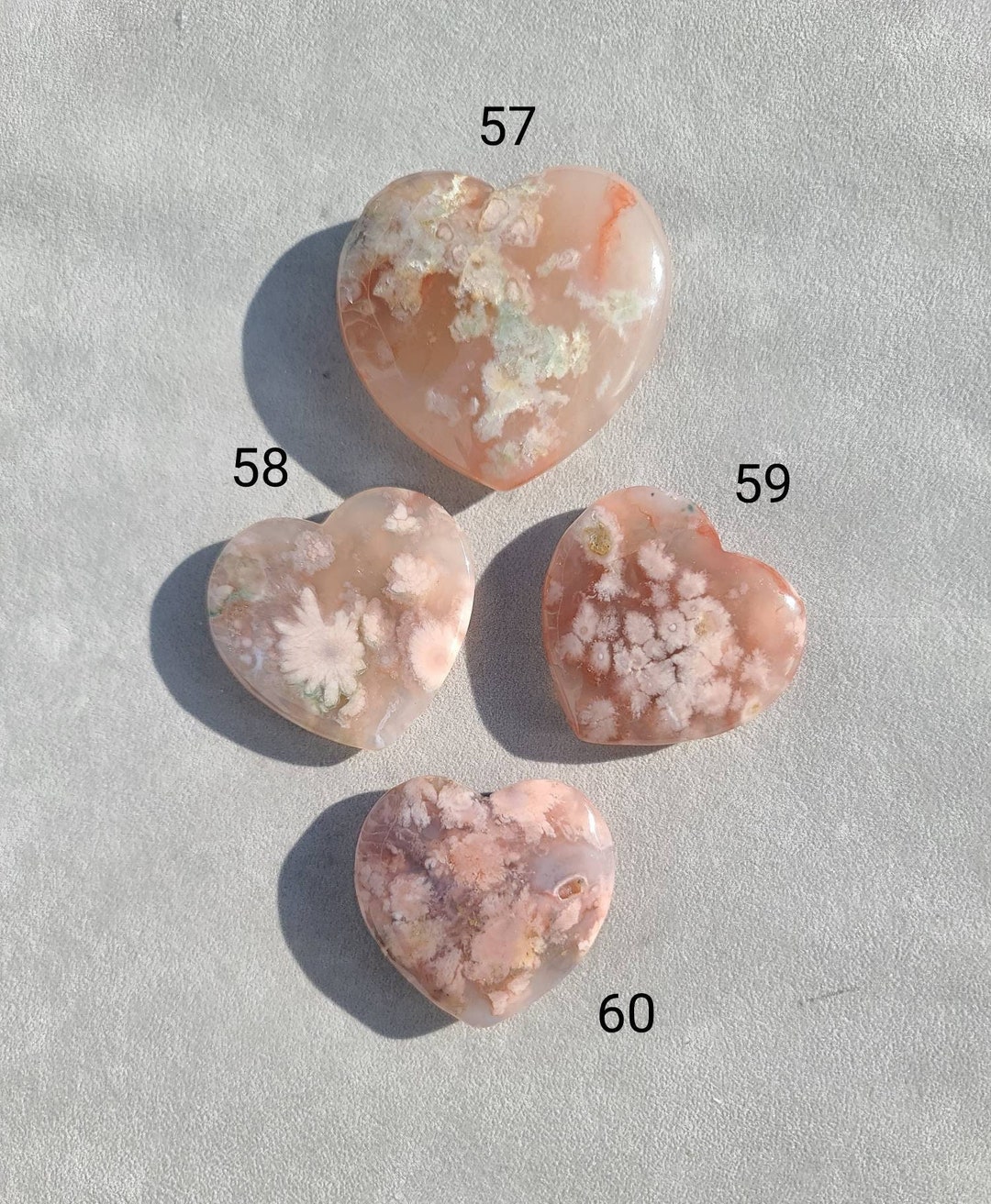 Pink Flower Agate Heart, Pink Amethyst Flower Agate, Self Love Crystal ...