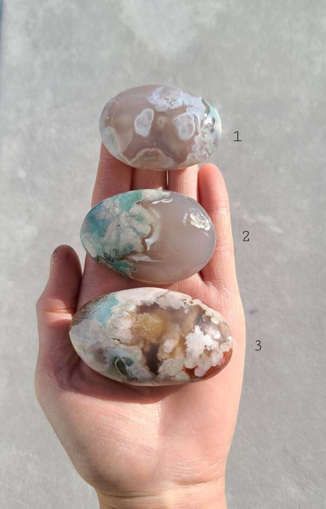 Green Flower Agate Palm Stone, Pink Flower Agate Palm Stone, Self Love ...