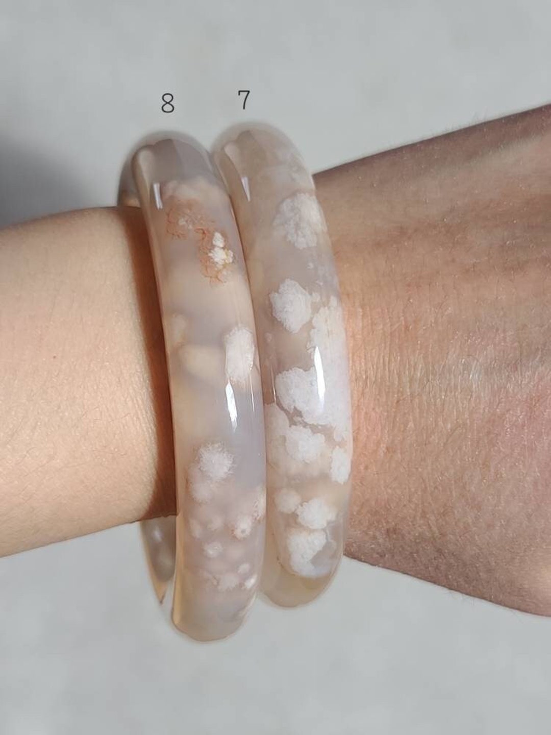 Pink Flower Agate Bangle, Cherry Blossom Agate, Healing Heart Chakra ...