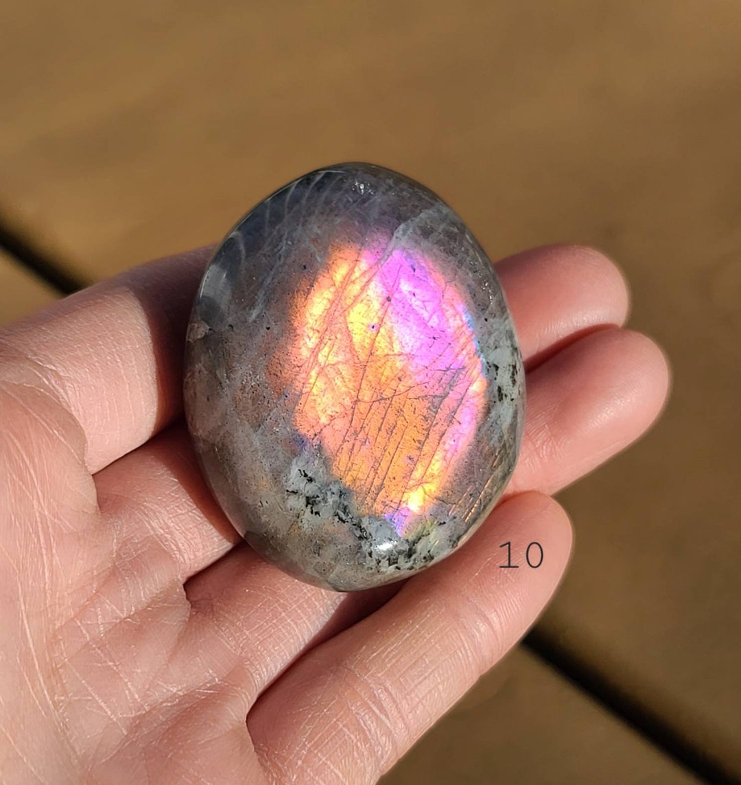Pink Labradorite Palm Stone, Purple Labradorite, Protective Crystal ...