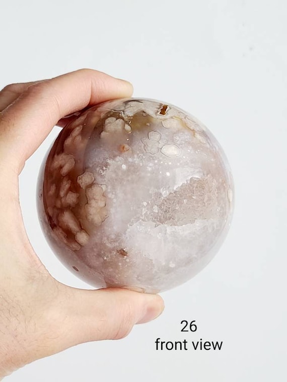 Pink Flower Agate Sphere Cherry Blossom Agate Sphere Black | Etsy