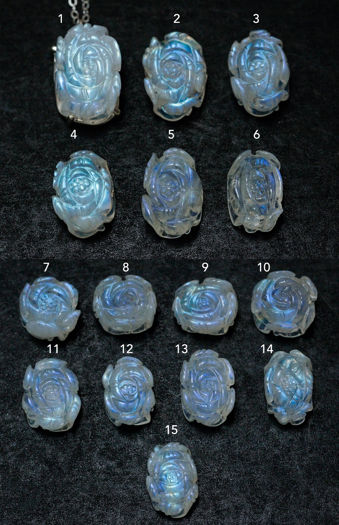 Blue Moonstone Rose Palm Stone Rainbow Moonstone Rose | Etsy