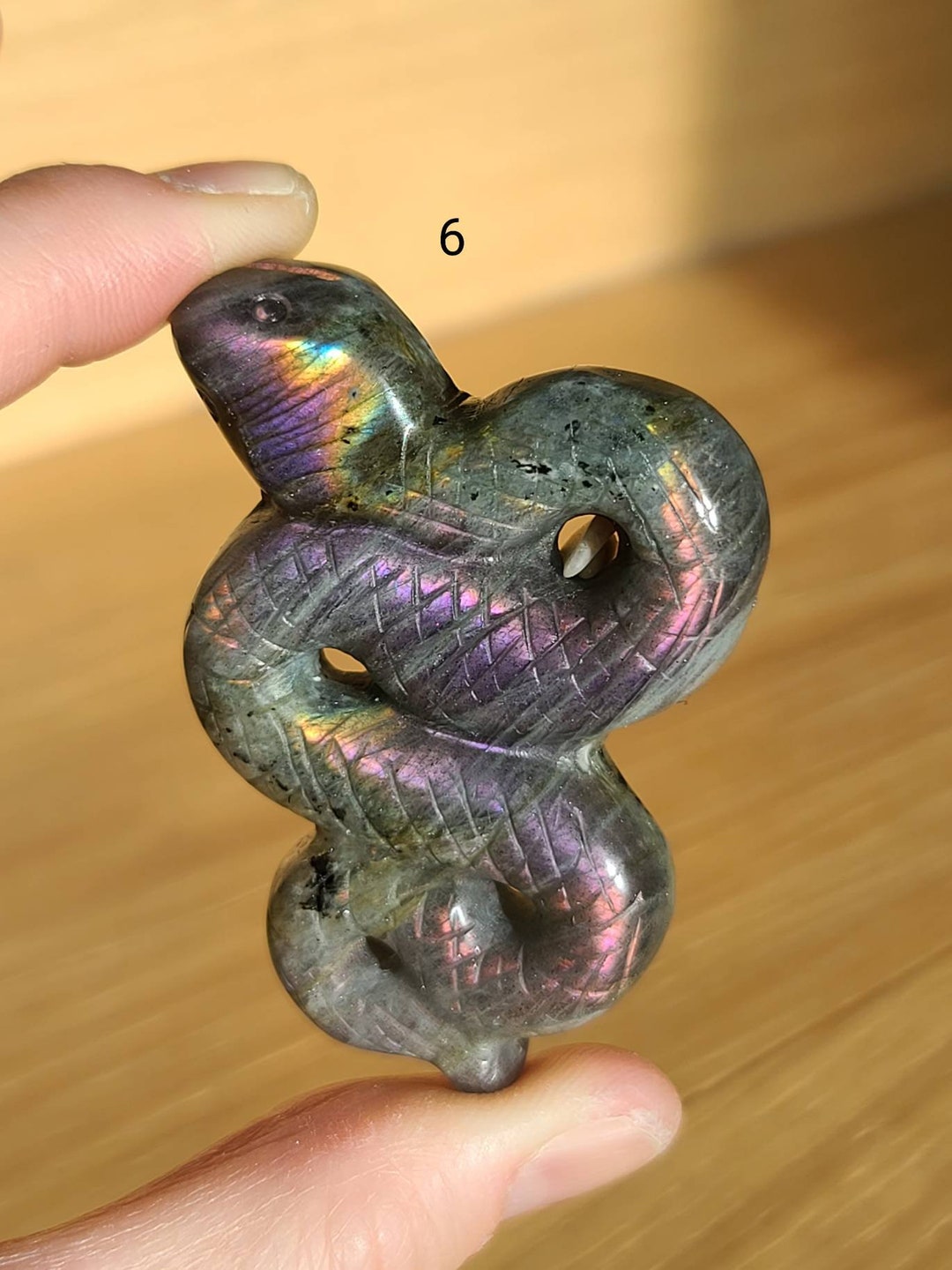 Purple Labradorite Snake, Carved Pink Labradorite Snake, Protective ...