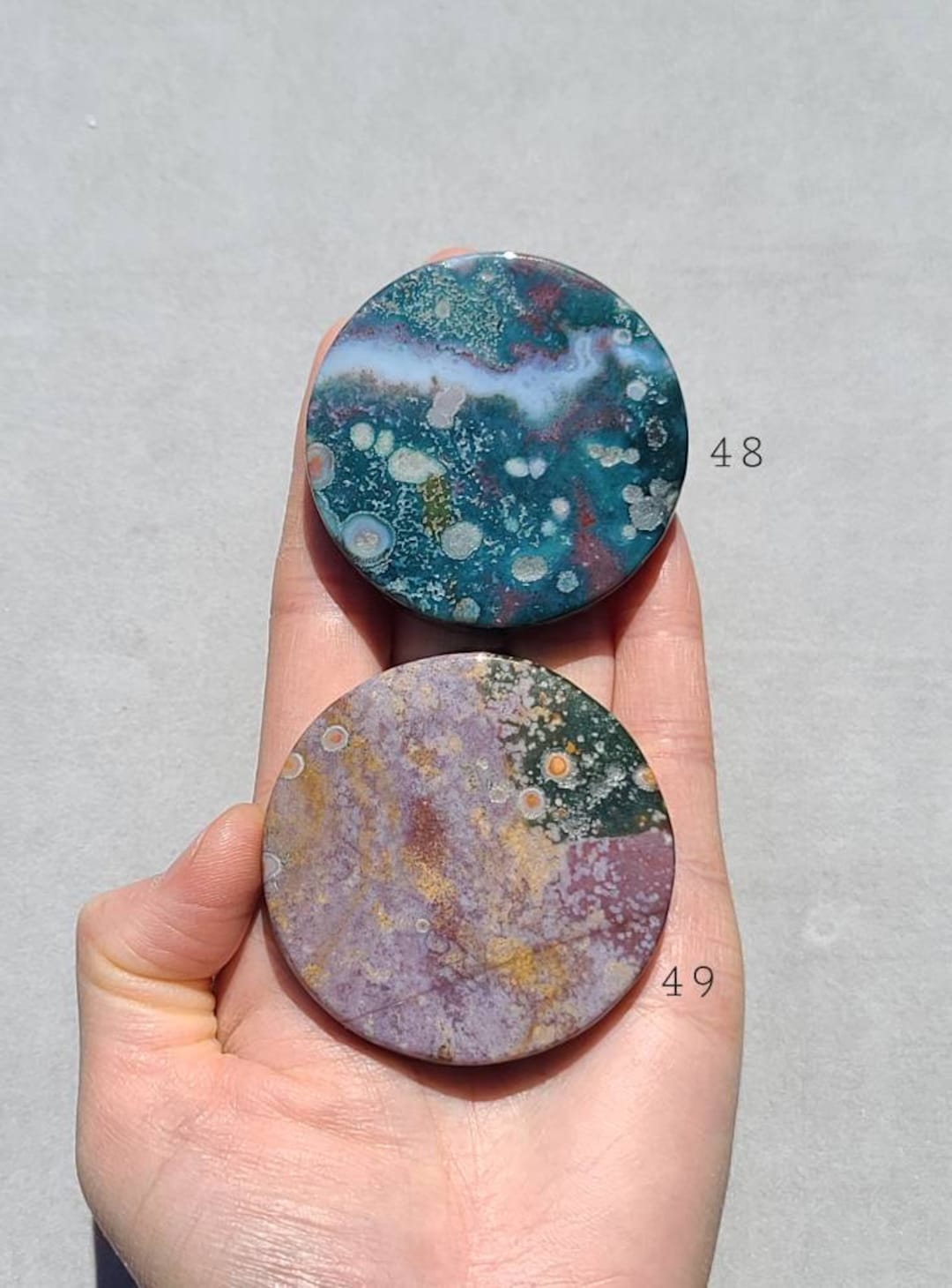 Ocean Jasper Disc, Pastel Pink Ocean Jasper, Blue Ocean Jasper, Calming ...