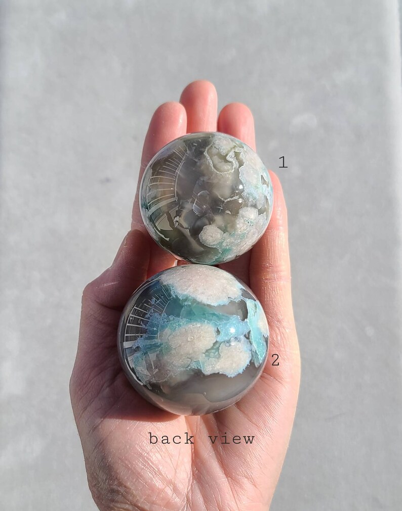 Green Flower Agate Sphere Pink Flower Agate Sphere Self Love - Etsy