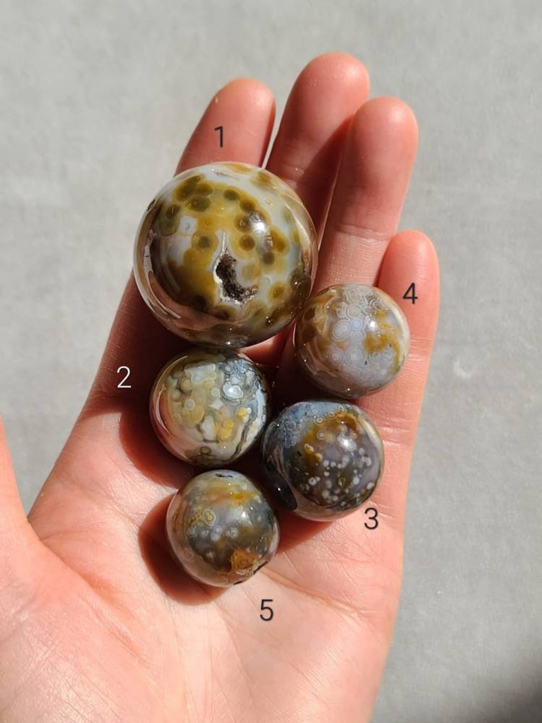 Old Stock Jelly Ocean Jasper Mini Sphere, Blue Orbicular Ocean Jasper ...