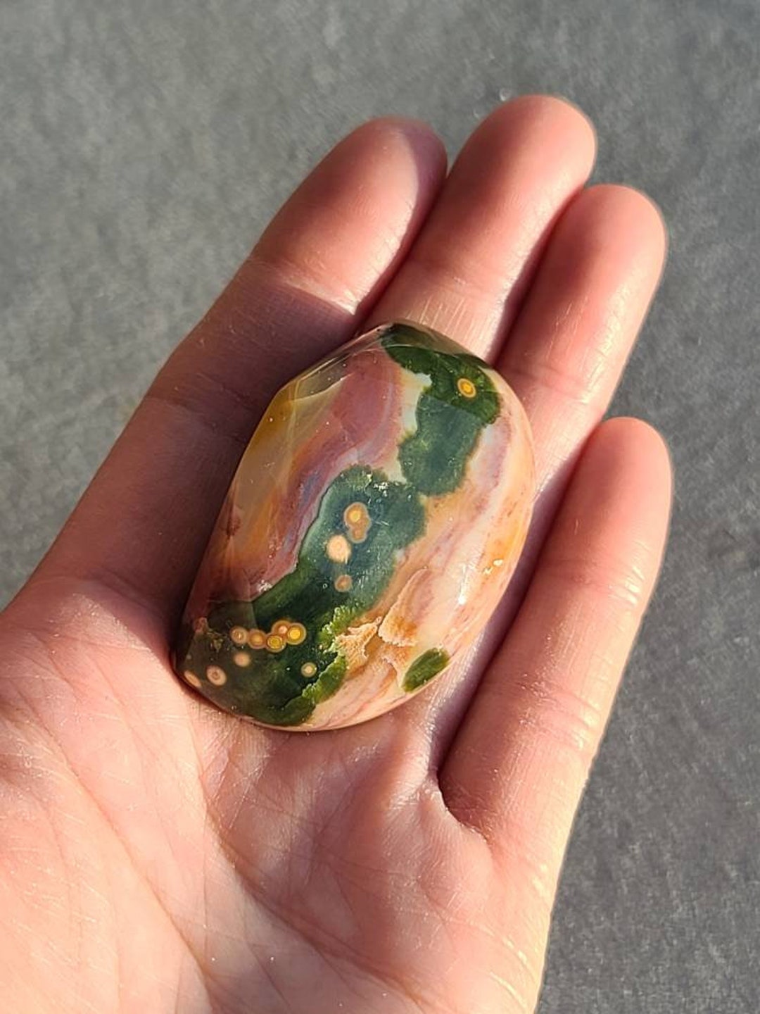 Old Stock Pink Ocean Jasper Free Form, Orbicular Ocean Jasper, Green ...