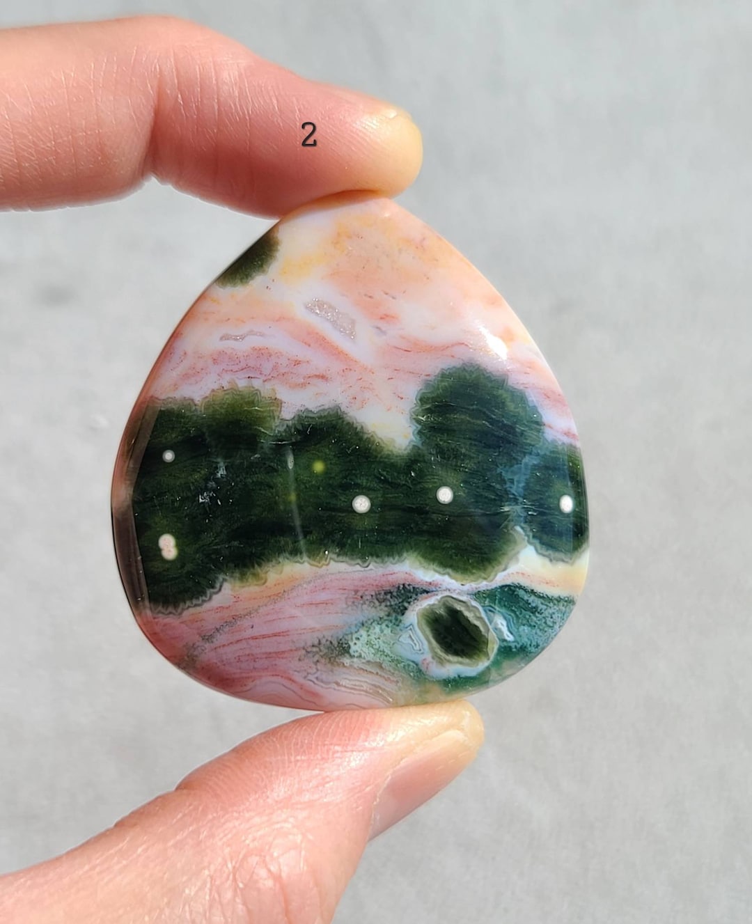 Old Stock 1st Vein Ocean Jasper Pocket Stone, Orbicular Ocean Jasper ...