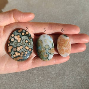 Old Stock Pink Ocean Jasper Pocket Stone, Orbicular Ocean Jasper, Druzy ...