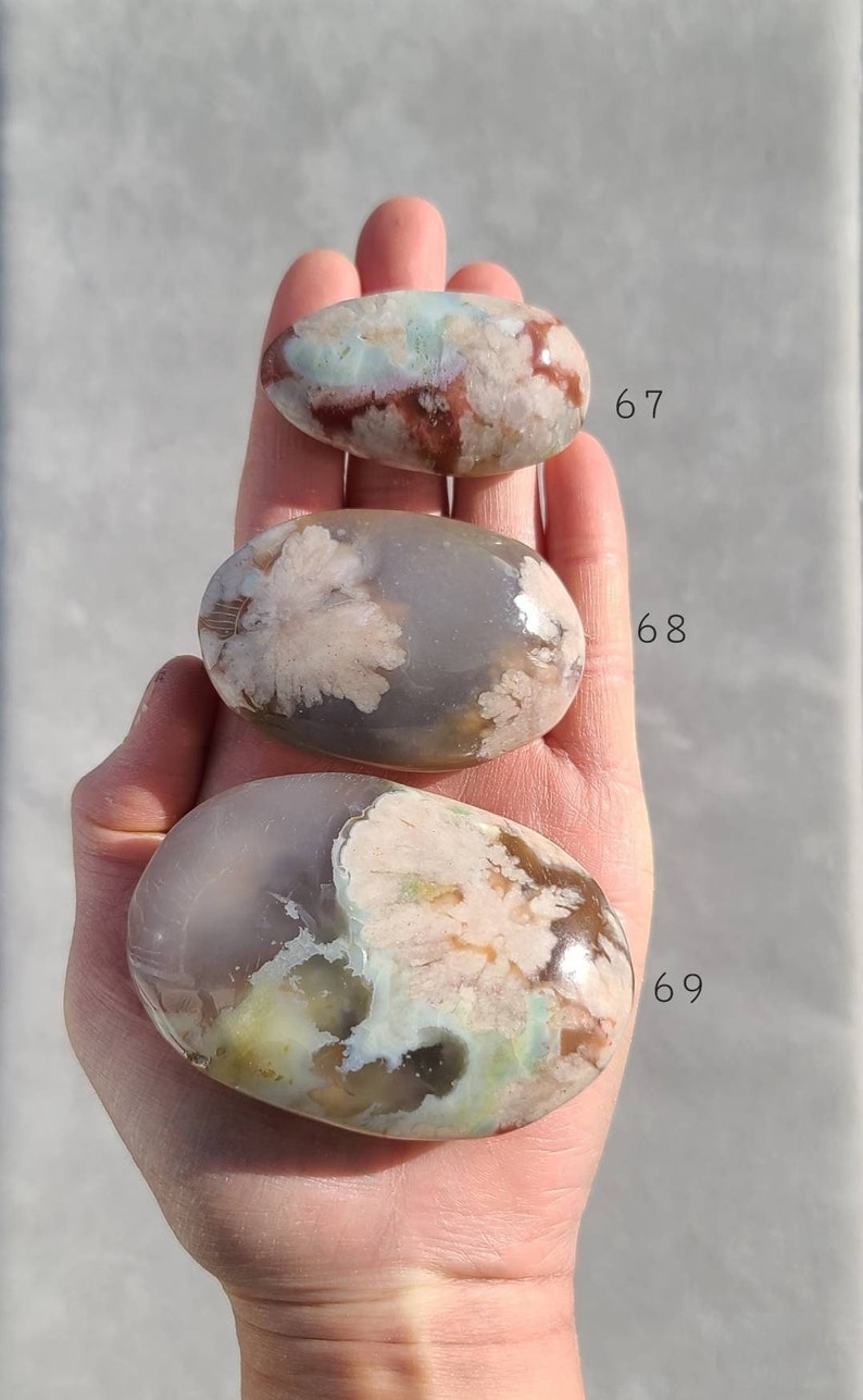 Green Flower Agate Palm Stone Pink Flower Agate Palm Stone - Etsy