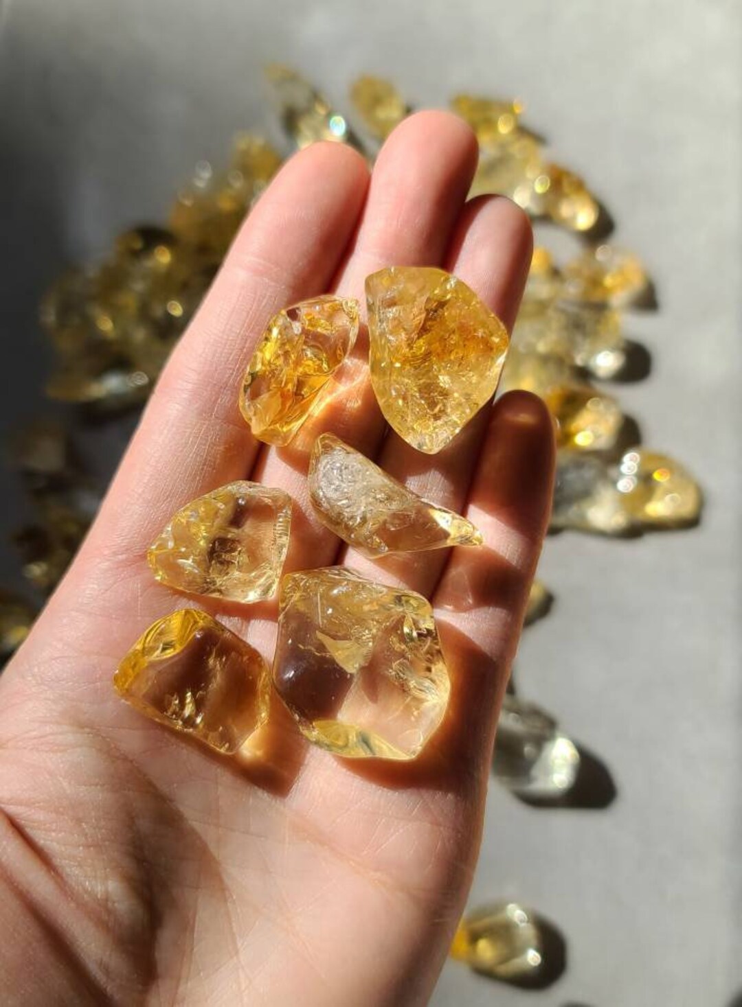 Citrine Free Form Tumble Stone, Untreated Citrine Pocket Stone ...