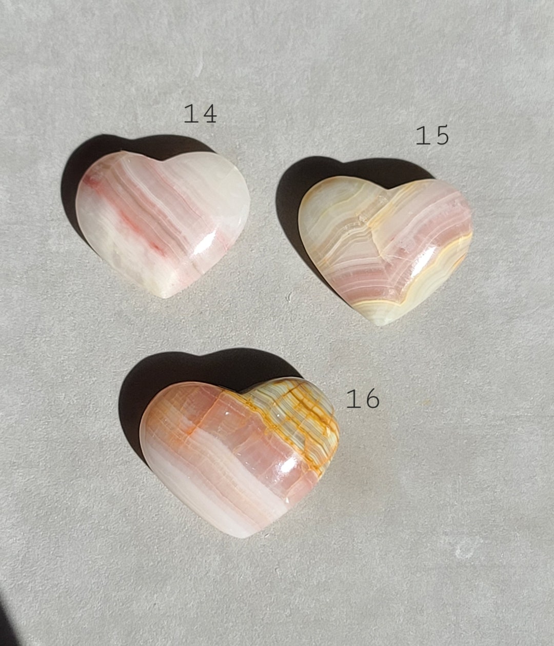Pink Banded Calcite Heart, Banded Pink Calcite Palm Stone, Healing ...