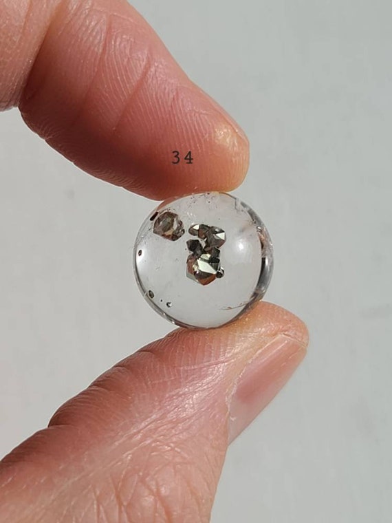 Mini Pyrite Quartz Sphere Pyrite in Clear Quartz Wealth - Etsy