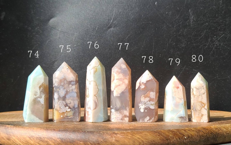 Flower Agate Tower: Green & Pink Cherry Blossom Crystal - Etsy