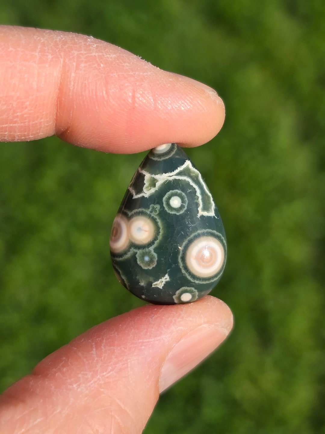 Old Stock Green Ocean Jasper Pocket Stone, Orbicular Ocean Jasper, Fish ...