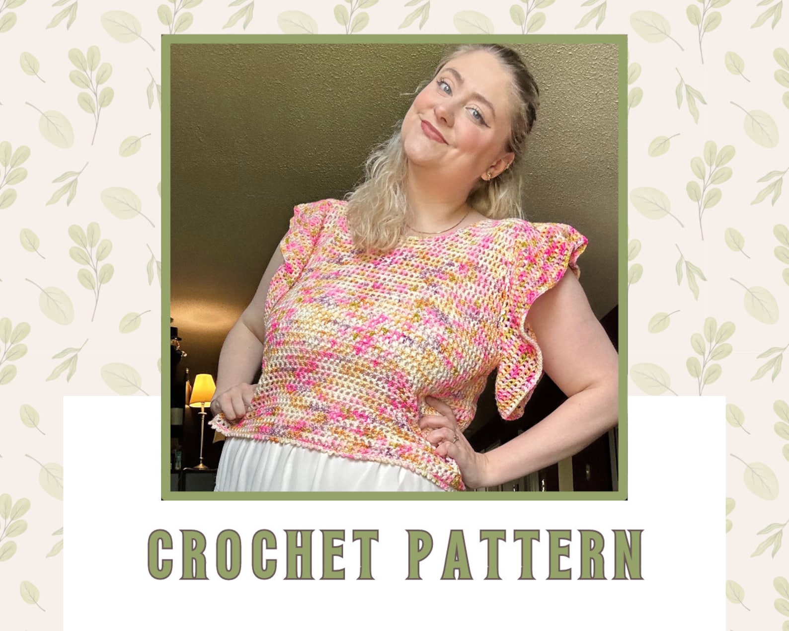 Monet Mesh Ruffle Sleeve Crochet Top | Summer Crochet Blouse Pattern ...