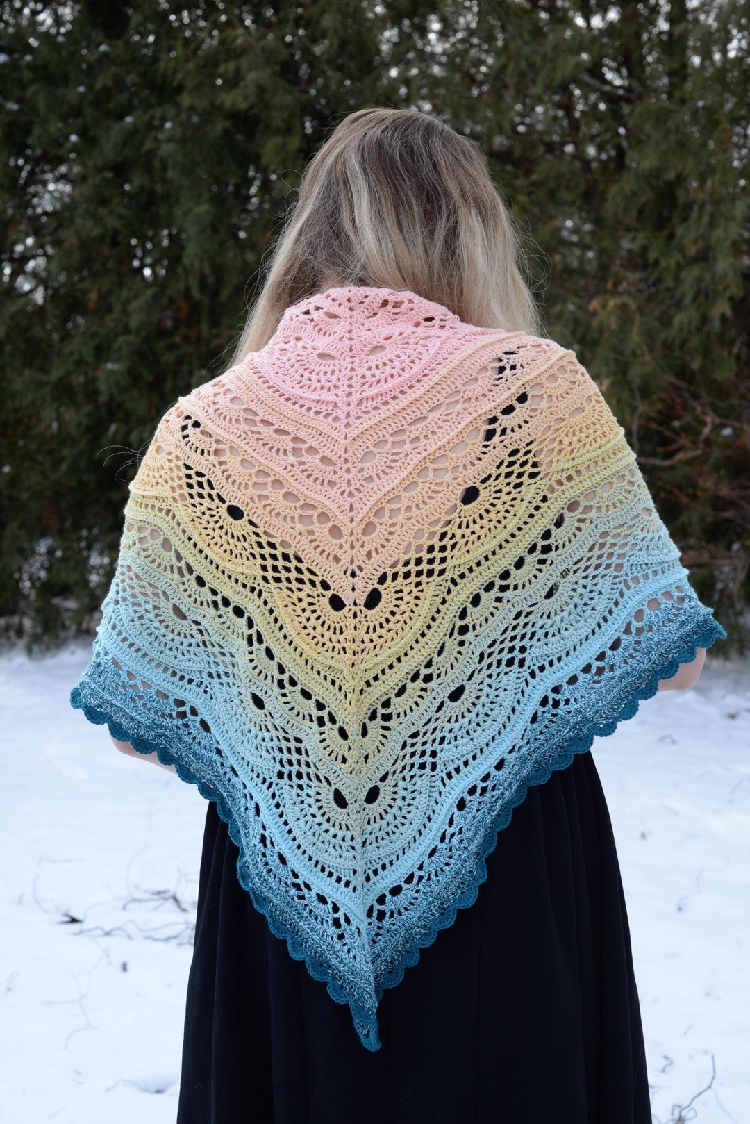 Darjeeling Tea Shawl - Handmade Crochet Shawl - Pastel Crochet Wrap ...