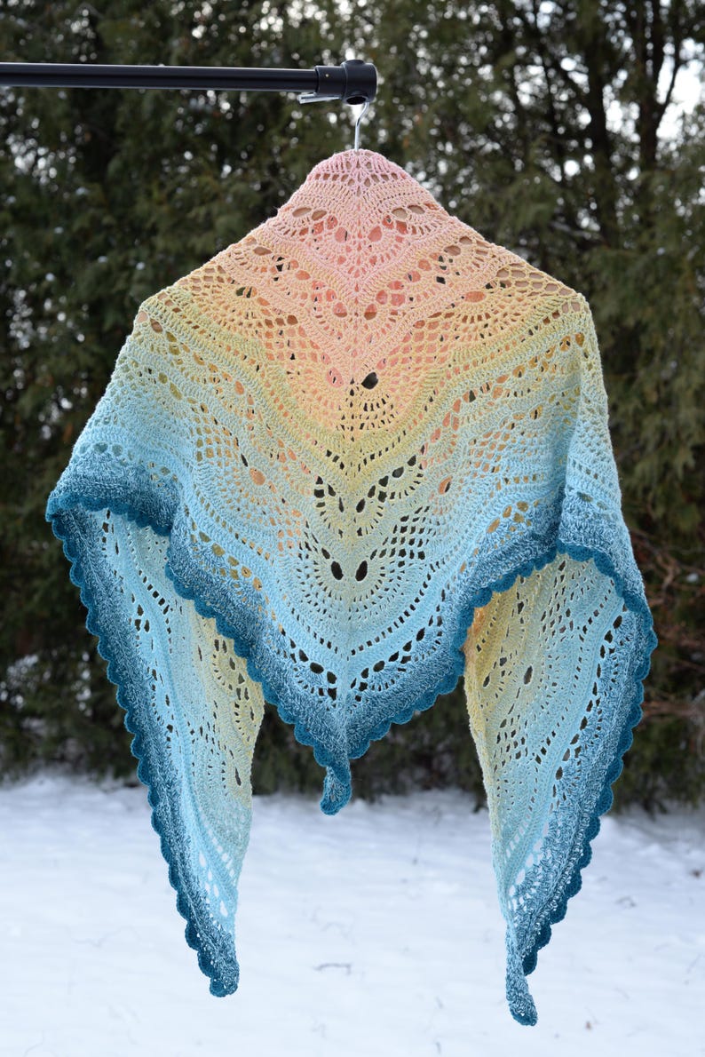 Handmade Crochet Shawl: Pastel Rainbow Cotton Blend Wrap - Etsy