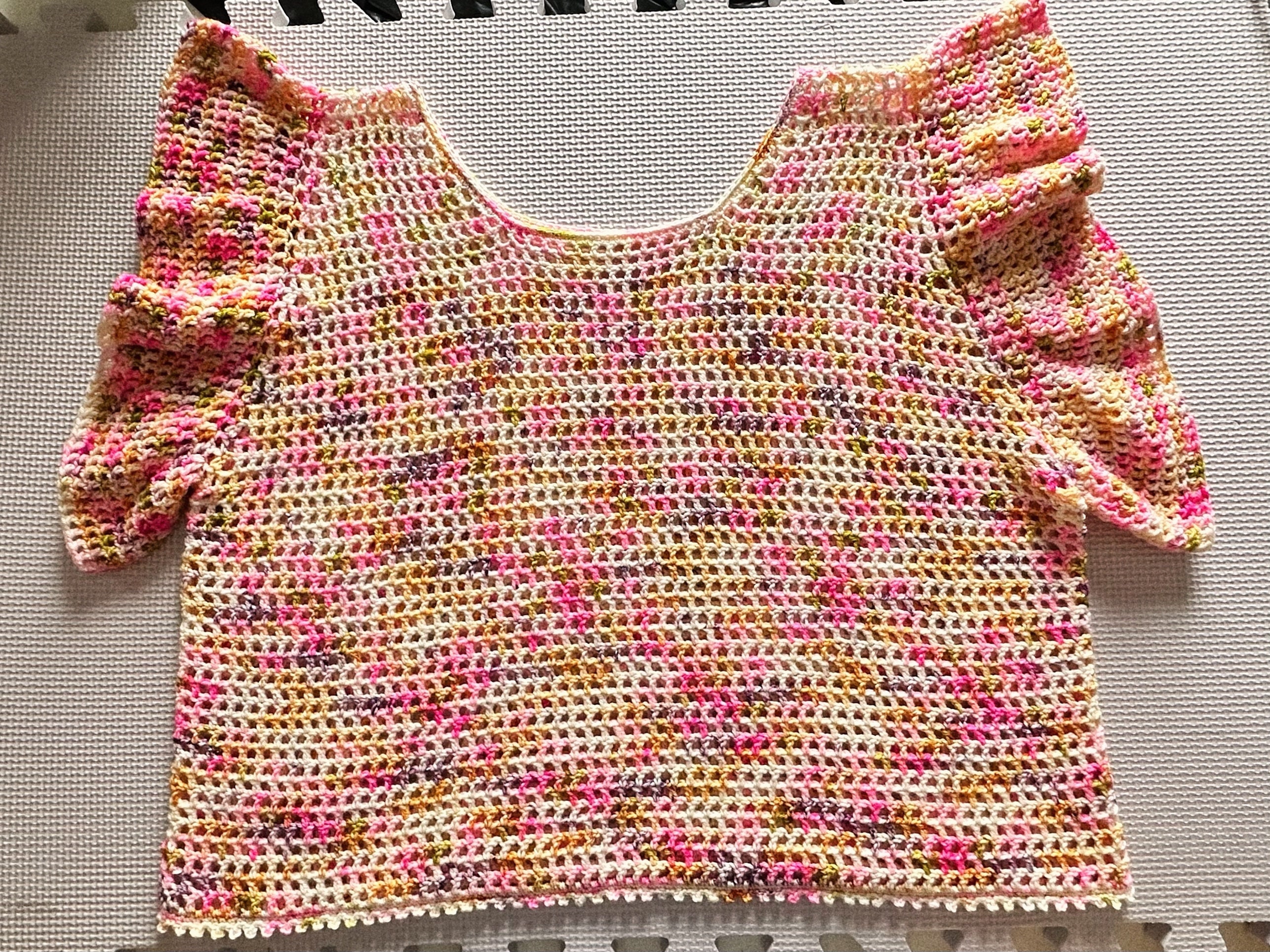 Monet Mesh Ruffle Sleeve Crochet Top | Summer Crochet Blouse Pattern ...