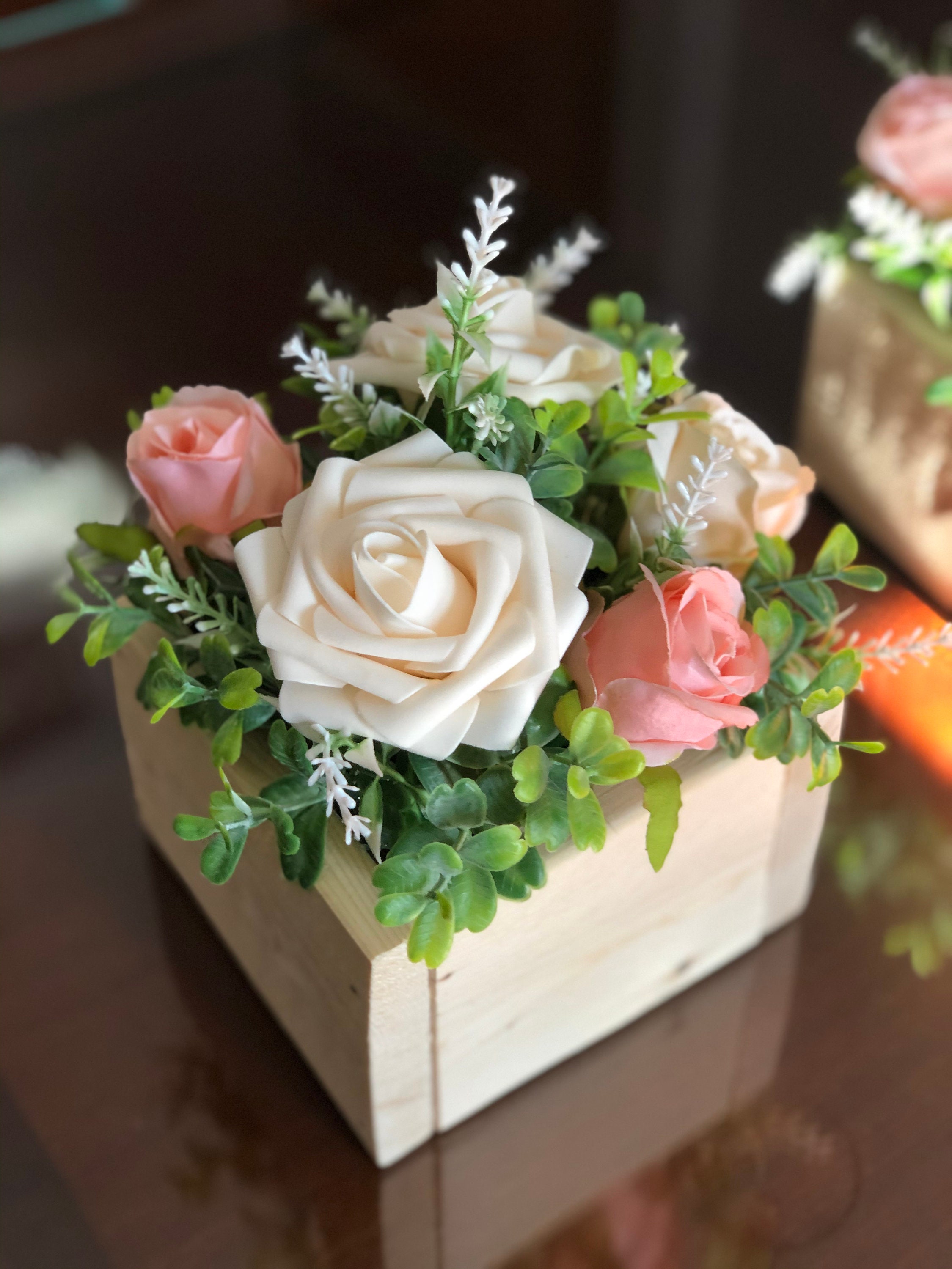 Raw wood flower box centerpiece wedding bridal shower all | Etsy