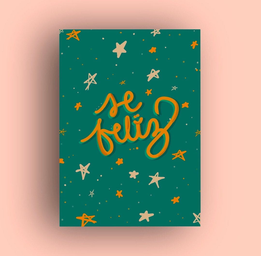 Se Feliz Illustration Art Print | Wall Art & Decor | Happy Quote | 8x10 ...
