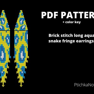 Snake Print Seed Bead Earring Pattern Gold Long Beaded Fringe - Etsy