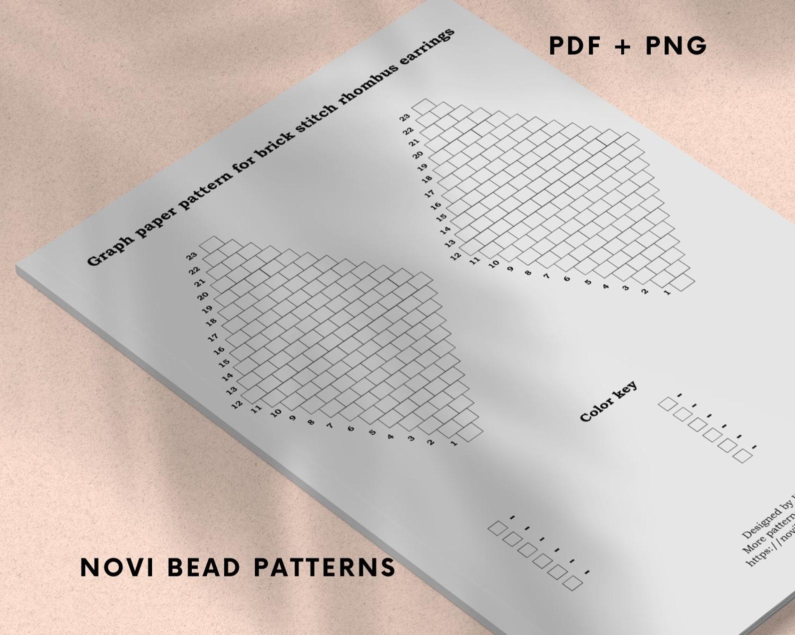 Beading Graph Paper for Small Flat Rhombus Brick Stitch Earrings Seed ...