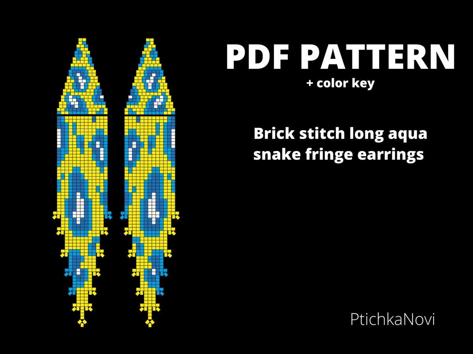 Snake Print Seed Bead Earring Pattern Gold Long Beaded Fringe - Etsy