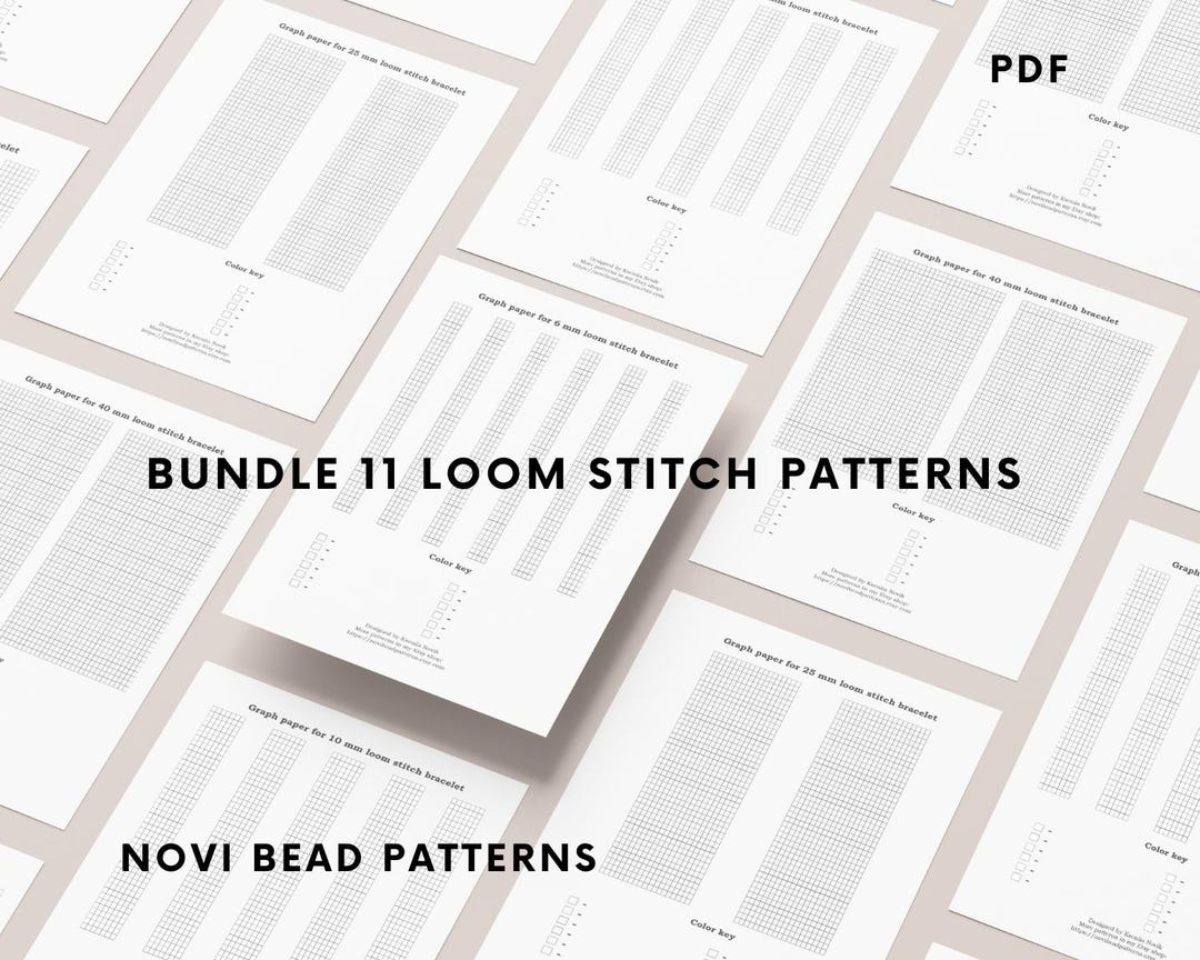 Beading Graph Paper Bundle 11 Loom Stitch Bracelet Pattern Template ...