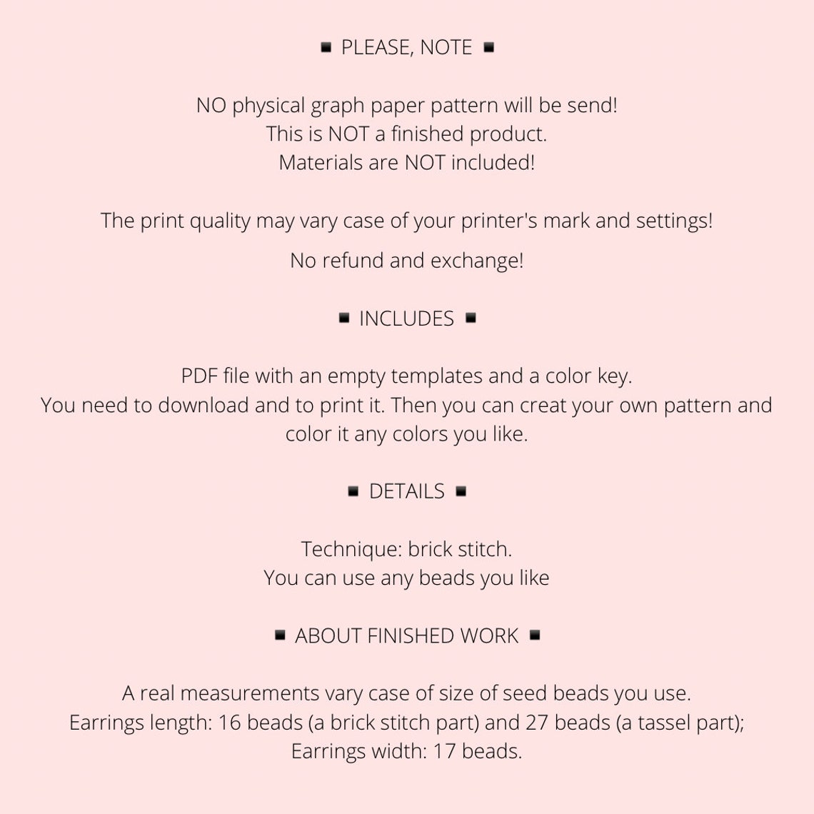 Beading Graph Paper for Brick Stitch Fringe Seed Bead Earring | Etsy