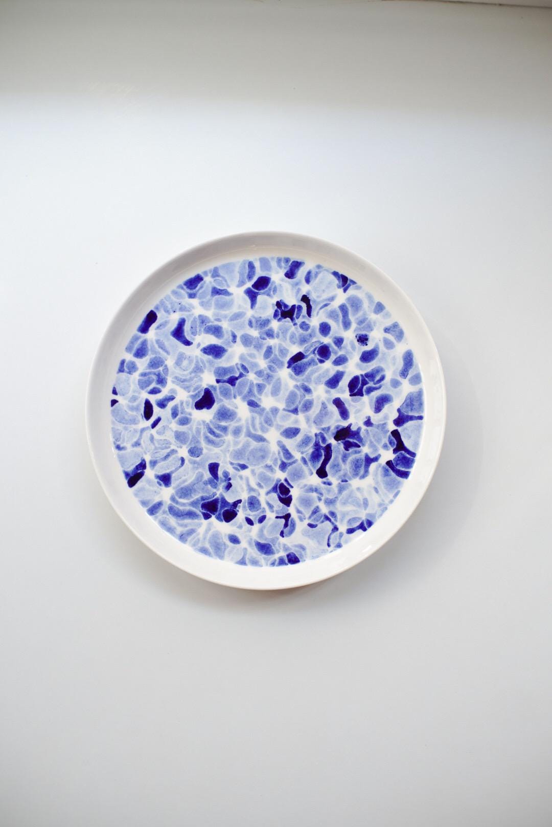 Handpaited Plate With a Motif Inspired by the Surface of Flashing Water ...
