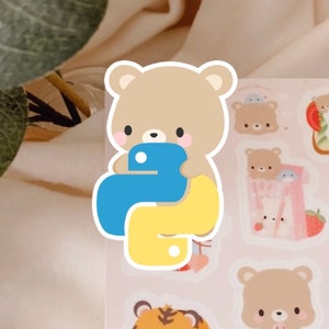 Python Logo Brown Bear Toffee Vinyl Weatherproof Waterproof Sticker ...